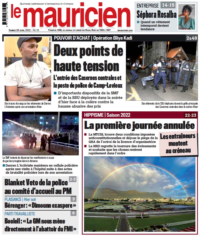 Le mauricien du 23 avril 2022 | Le Mauricien
