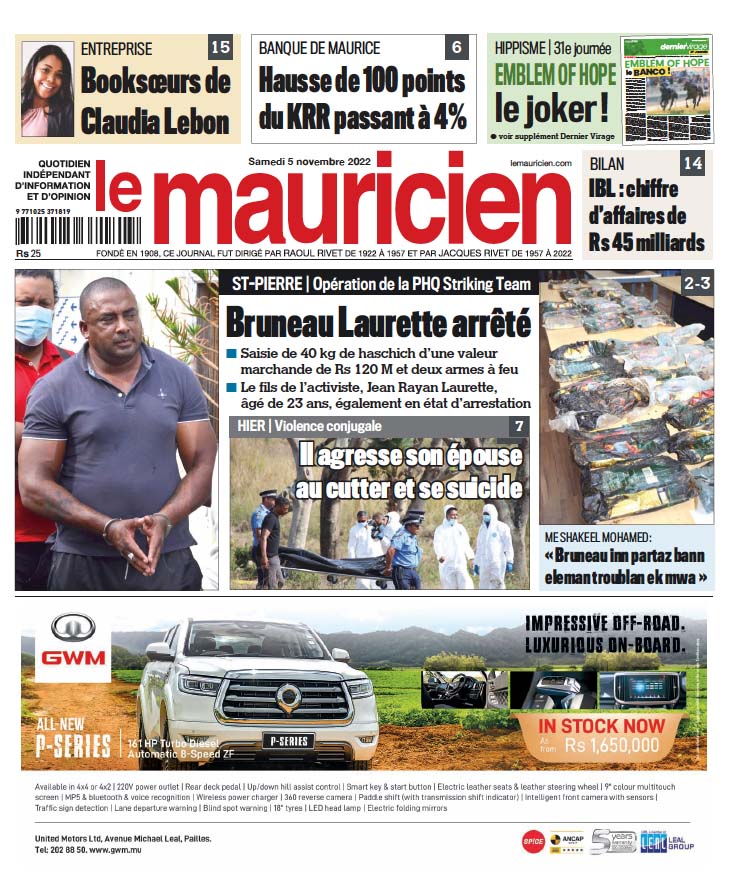 Le mauricien du 05 novembre 2022 | Le Mauricien